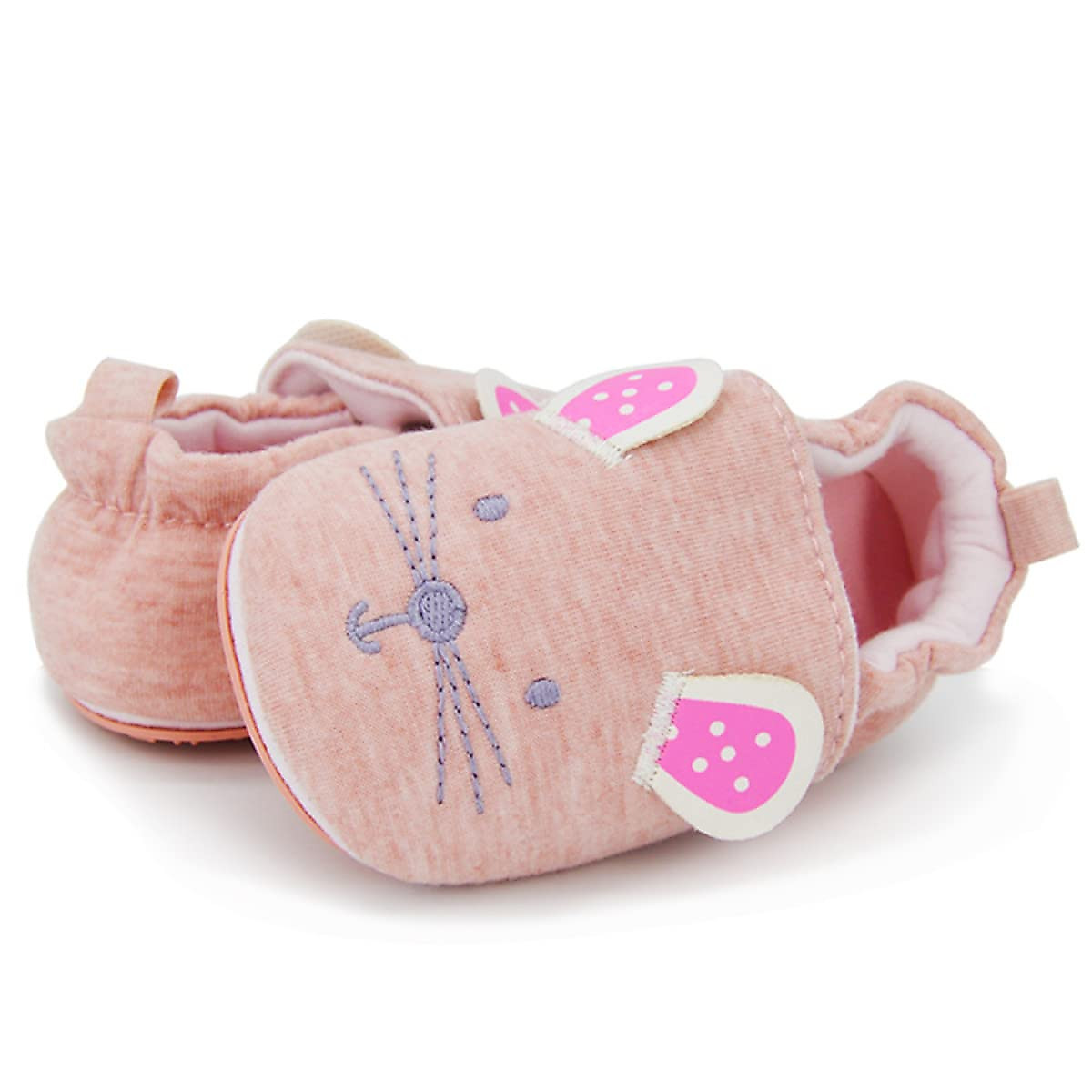 LAFEGEN Baby Boy Girl Walking Shoes Non Slip Soft Sole Infant Toddler Slipper Newborn Moccasins First Walker House Crib Sneaker Shoes, 01 Pink Cat, 9-12 Months Infant