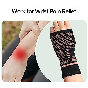 KEPHTELAN Wrist Brace for Carpal Tunnel Relief Night Support,Wrist Compression Sleeve (Pair)-Wrist Brace Right Left Hand for Working Out, Tendonitis, Women Men (Medium, Cooper)