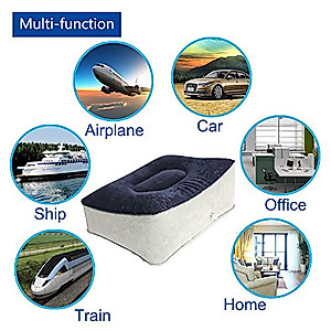 Inflatable Travel Foot Rest Pillows, Air Foot Rest Pillow Inflatable Footrest Cushion for Travel, Office and Home, Perfect Airplane Travel Accessories, Car Seat Footrest, Leg Rest Pillow