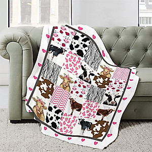 Aozyhug Cow Baby Blanket Cow Print Baby Blanket Cow Print Crib Sheet Cow Print Bedding Strawberry Cow Print Swaddle Blanket Infant, Newborn Toddler Blankets for Stroller (30"x40" Inches)