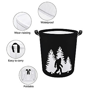 Bigfoot Trees Forest Oxford Cloth Laundry Basket with Handles Storage Basket for Toy Organizer Kids Room Nursery Hamper Bathroom