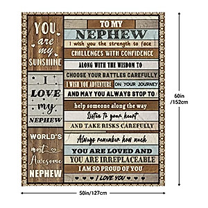 HUASZIUO Nephew Gifts from Auntie Blanket, Gifts for Nephew , Nephew Gifts from Aunt Uncle ,Nephew Christmas Graduation Gift Ideas, Birthday Gifts for Nephew Throw Blanket 60’’x50’’