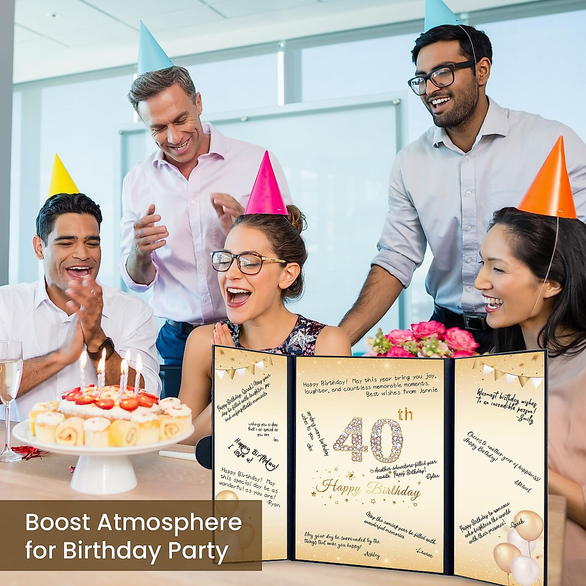 40th Black Gold Birthday Decorations for Women & Men, Creative Signature Guest Book for Her & Him, Cheers to 40 Years Old Birthday keepsake, 40th Birthday Party Supplies