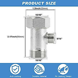 Bidet T Adapter, 3 Way Adapter or Tee Connector (15/16″ x 15/16″ x 9/16″ or 7/8″ x 7/8″ x 3/8″), Bidet Attachment for Toilet