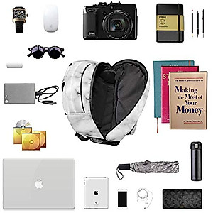 Wamika Marble Backpacks for Girls Kids Boys Griotte Stone School Book Bags Waterproof Student Laptop Backpack Black and White College Carrying Bag Casual Durable Lightweight Travel Sports Day Packs