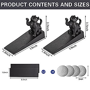 Smart Urban Home 2 x Cat Cast Iron Doorstops – Anti-Slip Anti-Scratch Pads - Bonus 4 x Wall Protectors/Bumpers - Decorative Antique Animal Door Stops - Home, Office, Farmhouse