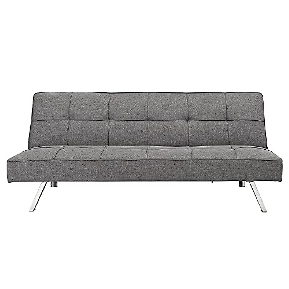 Penifun Convertible Folding Futon Sofa Bed Sleeper Couch for Living Room Linen Fabric Upholstered Loveseat-Metal Frame/Stainless Leg, Gray
