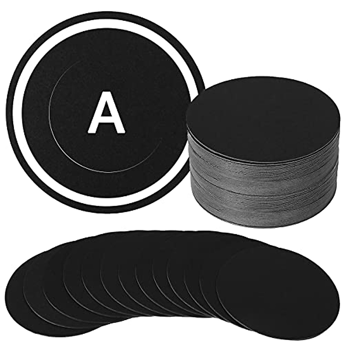 36 Pieces 4 inch Round Black Kraft Cards Cardstock Thick Kraft Paper Coaster Cards Blank Cardstock Slices for Mandala Painting DIY Coasters Painting Writing and Decorations (Black)