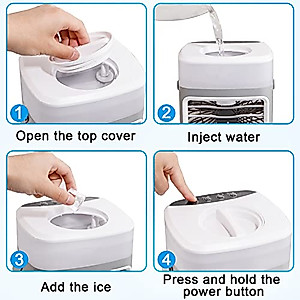 Rubtlamp Evaporative Air Cooler with 3 Speeds, 2-4H Timer Rechargeable Mini Air Conditioner,450ML Water & 7 Color Personal Air Conditioner Cooling Fan, Gray Air Cooler for Room Office Car Camping