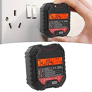 HT107B Socket Tester, US 90-250V Plug Breaker Finder with LCD Display Frequency Test Electric Circuit Detector