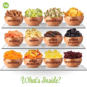 NUT CRAVINGS Gourmet Collection - Dried Fruit & Mixed Nuts Gift Basket in White Gold Box (12 Assortments) Teacher Appreciation Arrangement Platter, Bday Care Package - Healthy Kosher