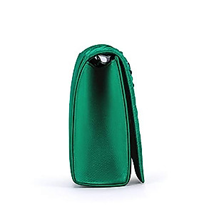 Mulian LilY M366 Women Pleated Satin Rhinestone Brooch Evening Bags Prom Clutch Purse With Detachable Chain Strap Green