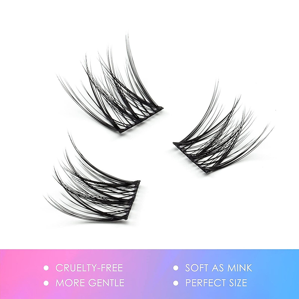 LANKIZ DIY Eyelash Extension,Lash Clusters Individual Lash Extensions, Wide Wsipy Cluster, Soft and Lightweight 10-20mm Mix Resuale Wide Band Cluster Lashes for Home use (Hybrid)