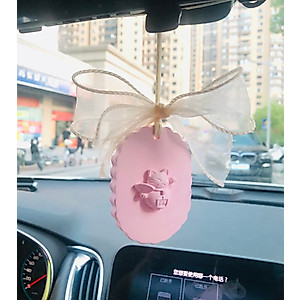 ITUBLE Pink Lucky Cat Car Rear View Mirror Hanging Accessories Interior For Women Girls Girly Car Charms Decorations for Automotive Rearview Mirrors Decorative Hanging Ornaments Cute Car Pendant Decor