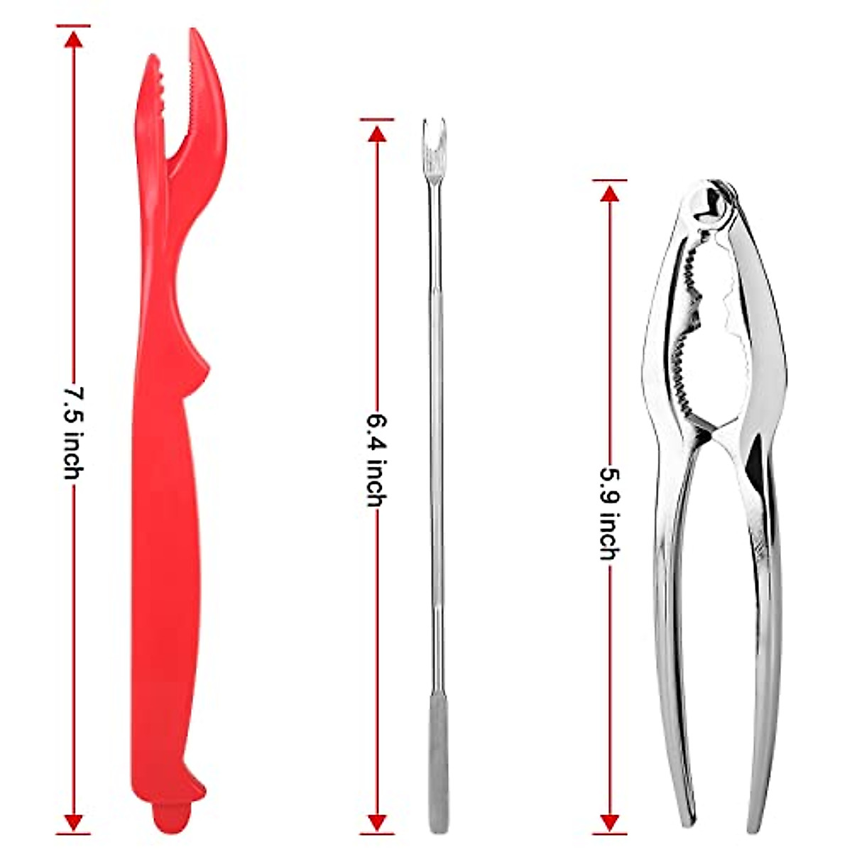 Seafood Tools Set includes 2 Crab Crackers, 2 Lobster Crackers Shellers, 4 Crab Leg Forks/Picks - Nut Cracker Set