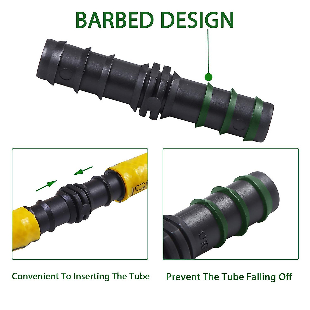 Minelife 25 Pcs Drip Irrigation Fittings for 1/2" Tubing, Irrigation Kits Accessories - 1 Switch Valve, 6 Tees, 6 Couplings, 6 Elbows, 6 End Cap Plugs, Barbed Connectors for Drip or Sprinkler Systems