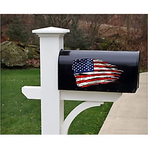 Shop Shop Tattered American Flag Pack of 2 Vinyl Sticker US Flag Bumper Stickers for Cars Trucks Laptops Water Bottles Windows | Red & Blue | 6.5 x 3.8 Inch