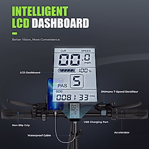 isinwheel D4 Electric Bike Adults with Peak 750W Motor, 20" x 4.0 Fat Tire Foldable Electric Bicycle, 48V 15AH Removable Battery and Dual Suspension System E-Bike for Beach Mountain, Shimano 7-Speed