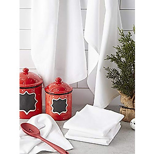 DII Basic Solid Dishtowel Collection Cotton Flat Woven, Small Set, 18x28, White, 6 Piece