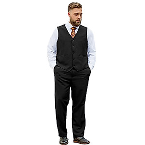 Furuyal Men's Suit 2 Piece Vest Set Slim Fit Dress Suit Casual Suit Waistcoat Pant Black-M