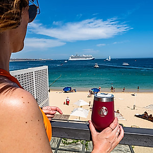 Tempercraft 12 oz Vacuum Insulated Stainless Steel Wine Tumbler with Lid | Laser Engraved Custom Options | Doubled-Walled Stemless Travel Wine Glass (Burgundy - Blank)