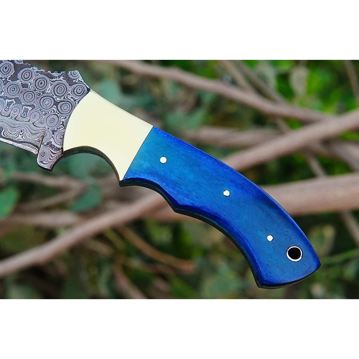 Ottoza Tracker Knife & Bone Handle - Damascus Hunting Knife - Horizontal Carry Knife Sheath 198