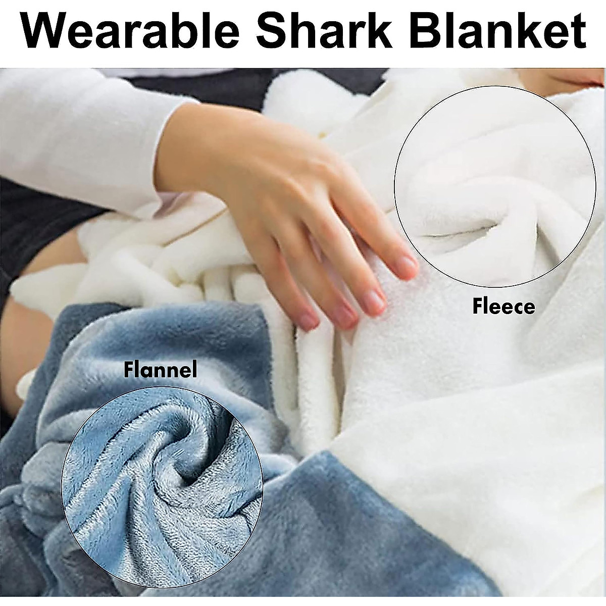 Shark Blanket For Adult, Wearable Shark Blanket Hoodie Super Soft Cozy Flannel, Boys Girls Shark Onesie