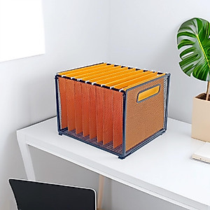 SETTFRFE Letter Size Hanging Folder Organizer,Metal Mesh Hanging File Folder Box,Office File Baskets,Black