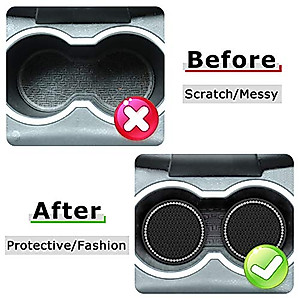 TOOVREN Car Coasters for Cup Holders 4PCS Bling Car Accessories Coasters for Drinks Absorbent Coffee Table Cup Mat Drinking Coaster Silicone Drink Coasters with Holder Home Decor 2.75 Inch Black