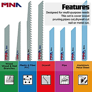 MNA Reciprocating Saw Blade Set 42 Piece, Wood & Metal Cutting, Pruner Sawzall Blade, Household Value Saw Blade Pack with Pouch