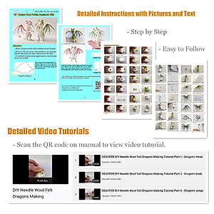 DEUXPER Needle Felting Kits Beginners, DIY Wool Felt Dragon Materials Set for Adults Kids, Needle Felting Craft Project Gift for Women Men
