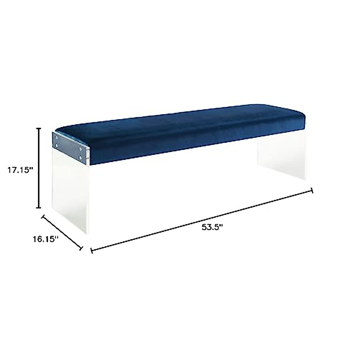 Tov Furniture Envy Blue Velvet/Acrylic Bench