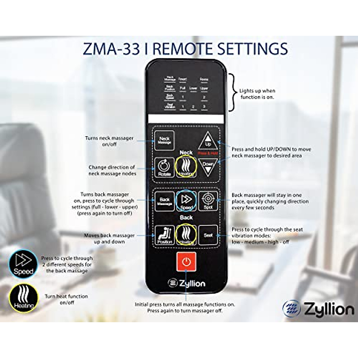 Zyllion Shiatsu Neck and Back Massager - 3D Kneading Deep Tissue Full Body Massage Chair Seat Cushion Pad with Heat and Vibration for Muscle Pain Relief, Home and Office - Black (ZMA-33-BK)