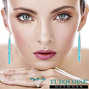 Turquoise Earrings 925 Sterling Silver & Genuine Turquoise (Choose Color) (Turquoise)