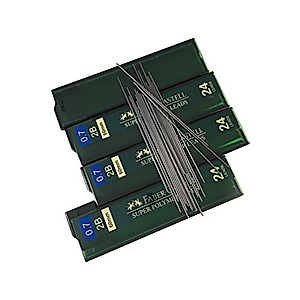 Faber-Castell 0.7mm 2B Super Polymer Premium Strong Dark Smooth Leads Mechanical Pencil Lead Refills For All 0.7 mm Mechanical Pencils (4 Tubes, 24 Leads Per Tube - Total 96 leads)