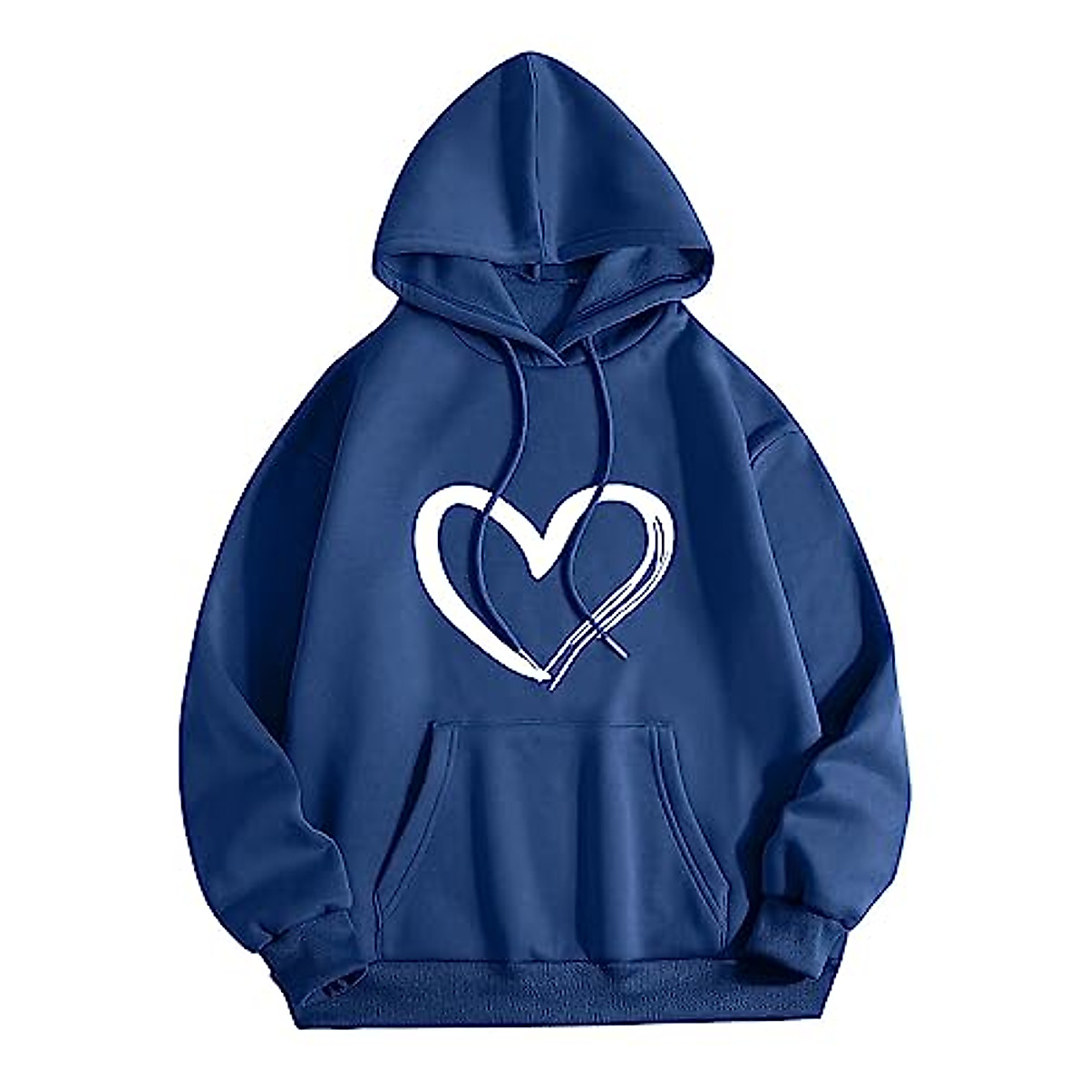 LAWOR Womens Graphic Tees 2023 Fall Sudaderas capucha para mujer forma corazón suéter manga larga bonitas sudaderas otoño camisas primavera bolsillo Blue Small