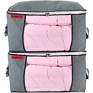 combocube Jumbo Zippered Storage Bag for Closet King Comforter, pillow, quilt, bedding, Clothes, Blanket Organizers with Large Clear Window & Carry Handles Space Saver