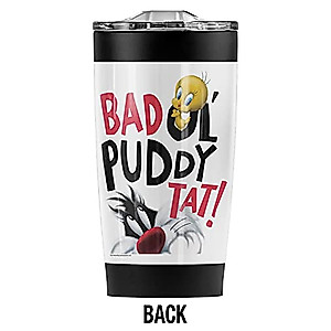 Looney Tunes Sylvester and Tweety Bad ol' Puddy Stainless Steel Tumbler 20 oz Coffee Travel Mug/Cup, Vacuum Insulated & Double Wall with Leakproof Sliding Lid | Great for Hot Drinks and Cold Beverages