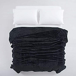 MOONLIGHT20015 Fleece Blanket Queen Size - Super Soft Fuzzy Black Throw Blanket for Couch and Sofa - Lightweight Luxury 400 GSM Microfiber Fluffy Bed Blankets and Throws, 90 x 90 Inches