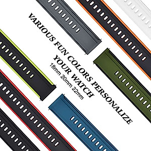 ANNEFIT Men's Silicone Watch Bands 20mm, Quick Release Soft Rubber Replacement Strap with Black Buckle (Blue)