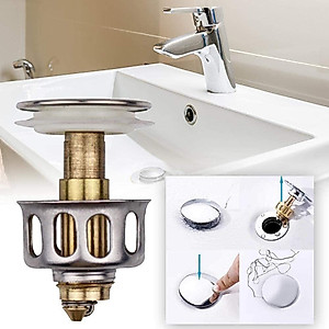 WAGA Sink Up Drain Stopper Basin Bathroom Lavatory Kitchen Bathtub Accessories Basin Metal Washbasin Core Bounce Plug