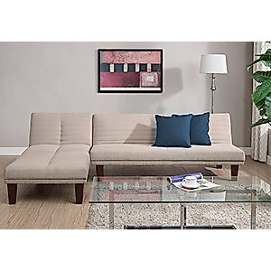 DHP Dillan 69 Inch Futon Sofa Bed, Modern Armless Upholstered Couch Sleeper with Tufted Back and Seat, Full, Tan