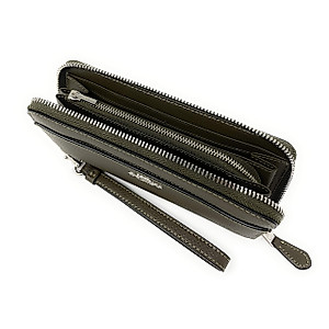 Coach Accordian Zip Phone Wallet Wristlet (leather, Cargo Green)