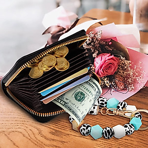 Abaodam 2Pcs Wrist Keychain Wallet Cow Key Wallet Holder Card Case with Keychain