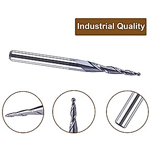 SpeTool 5Pc/Pack Tapered Cone 1/8 End Mills 0.5MM Cutting Radius(1.0mm Diameter) 3D Wood Engrave CNC Router Bits Tools