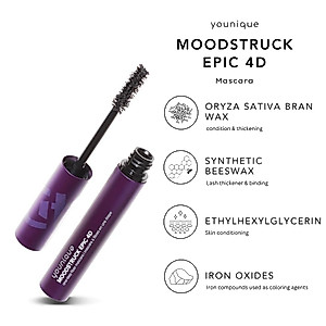 Younique MOODSTRUCK EPIC 4D Fiber Lash Mascara | 7 ml | Long Lasting Mascara Black Volume and Length, Lengthening, Thickening, Fuller Lashes Amplify Smudge-Proof Eyelash Mascara, Makeup