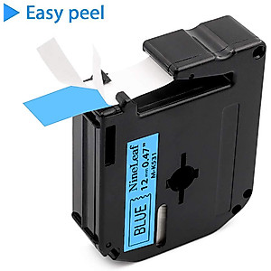 NineLeaf 3 Pack Compatible for Brother P-Touch M Label Tape MK531 M-K531 M531 Black on Blue 1/2" (12mm) x 26.2ft (8m) Labeling Refill Cartridge Work in PT-45M PT-65 PT-70 PT-80 PT-M95 Label Maker