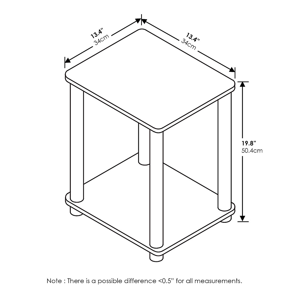 Furinno Turn-N-Tube End Table, 1-Pack, Light Cherry/Black