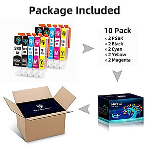 H&BO TOPMAE Compatible Ink Cartridge Replacement for Canon 280 281 PGI-280XXL CLI-281XXL Ink for PIXMA TR8520 TR7520 TS6120 TS6220 TS702 TS6100 TS6200 TS9520 TS6320 TS9521C Printer (10 Pack)