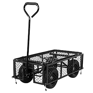 BILT HARD 400 lbs 10" Flat Free Tires Steel Garden Cart with 180° Rotating Handle and Removable Sides, 4 Cu.Ft Capacity Utility Heavy Duty Garden Carts and Wagons